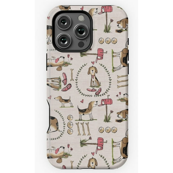 Beagles Dog Illustration Phone Case for iPhone 16 15 14 13 12 11 Pro ...