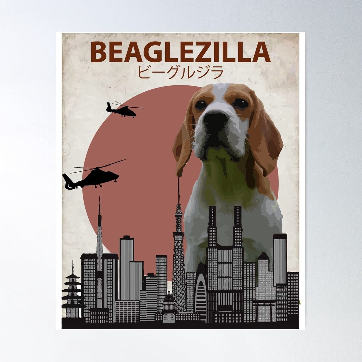 Beaglezilla - Giant Beagle Dog Monster Poster Wall Art, Modern Wall ...