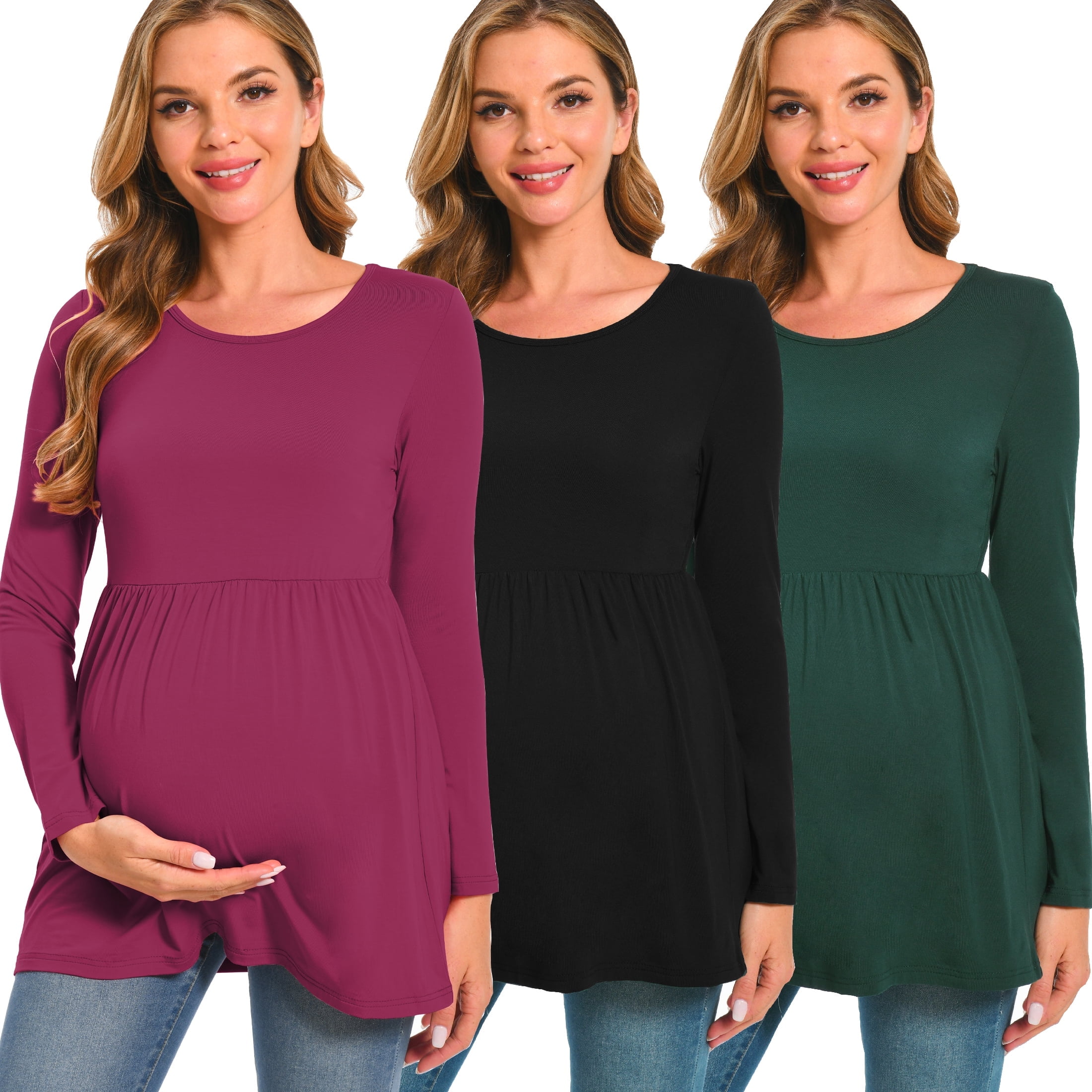 Beaisland Women's Long Sleeve Maternity Shirts Basic Casual Pregnancy ...