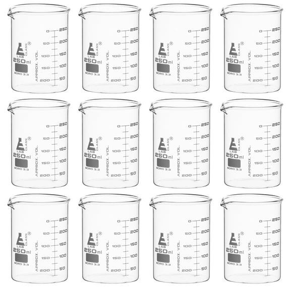 Beaker, 250ml - ASTM - Low Form with Spout - Dual Scale, White ...