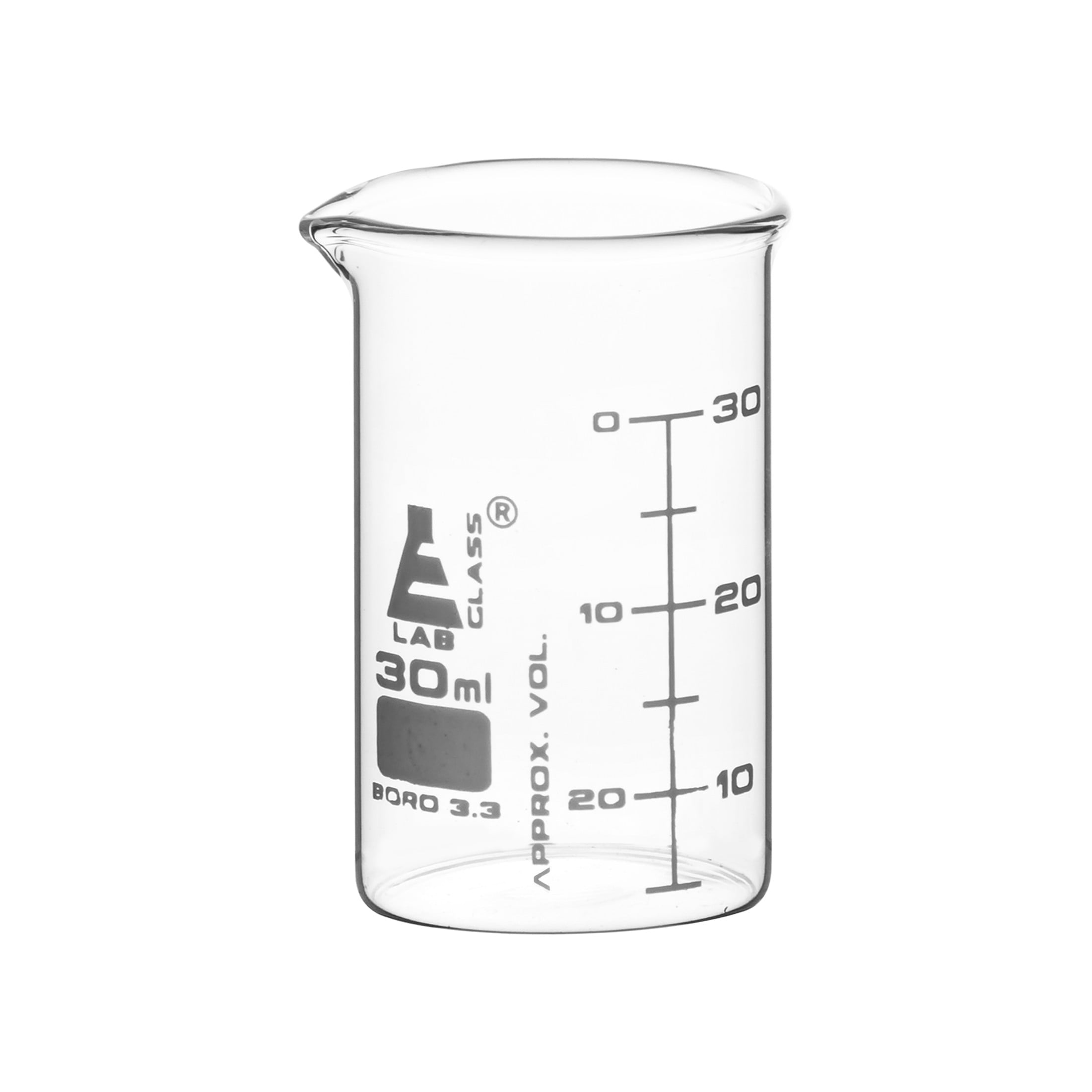 Beaker, 30ml - ASTM - Low Form with Spout - Dual Scale, White ...