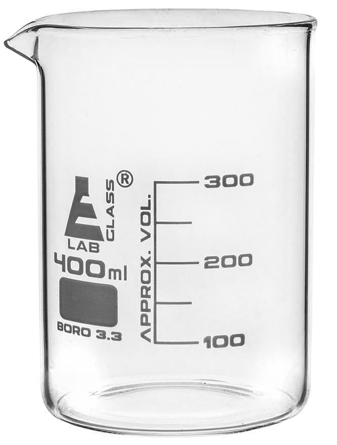 Beaker, 400ml - Low Form with Spout - White, 50ml Graduations ...