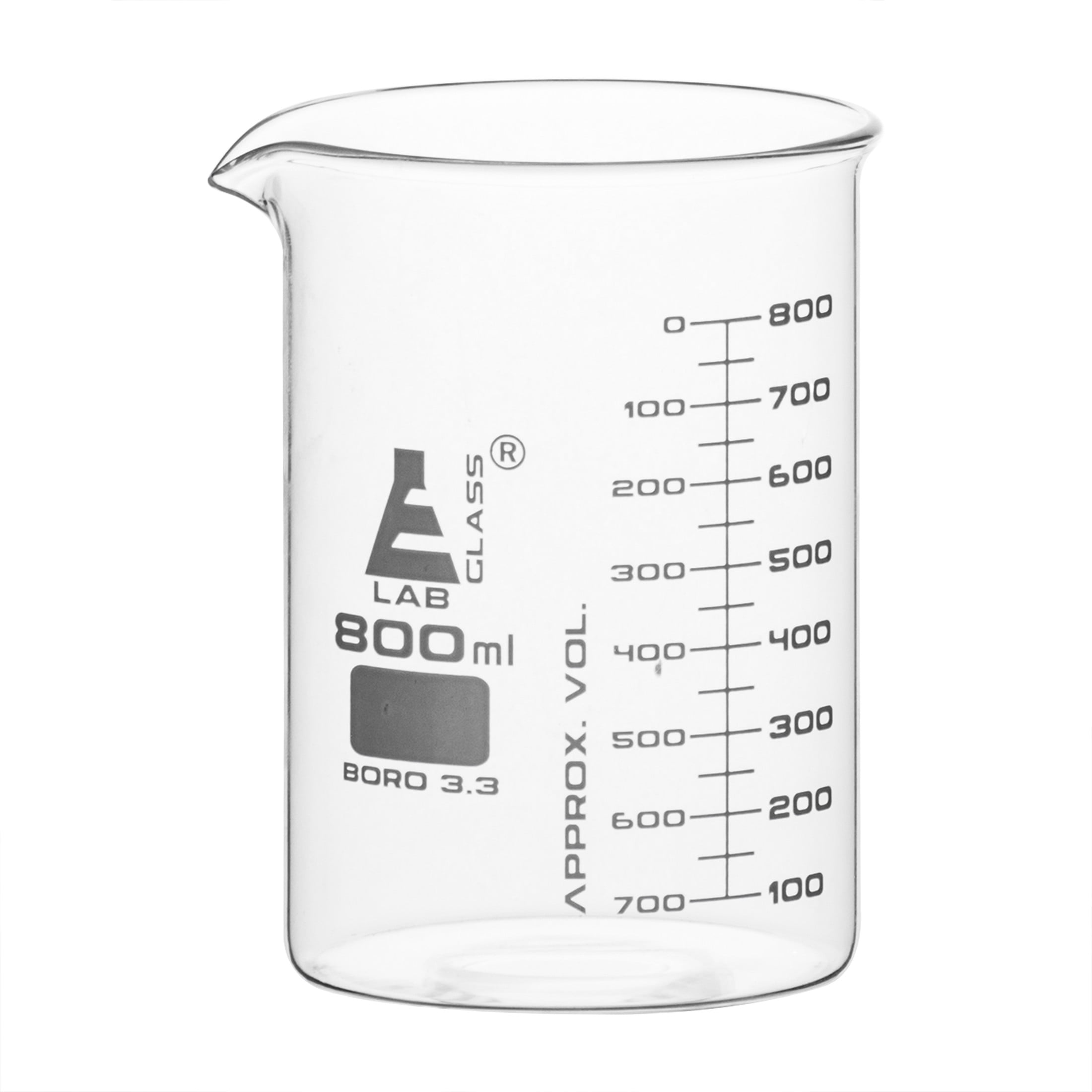Beaker, 800ml - ASTM - Low Form with Spout - Dual Scale, White ...