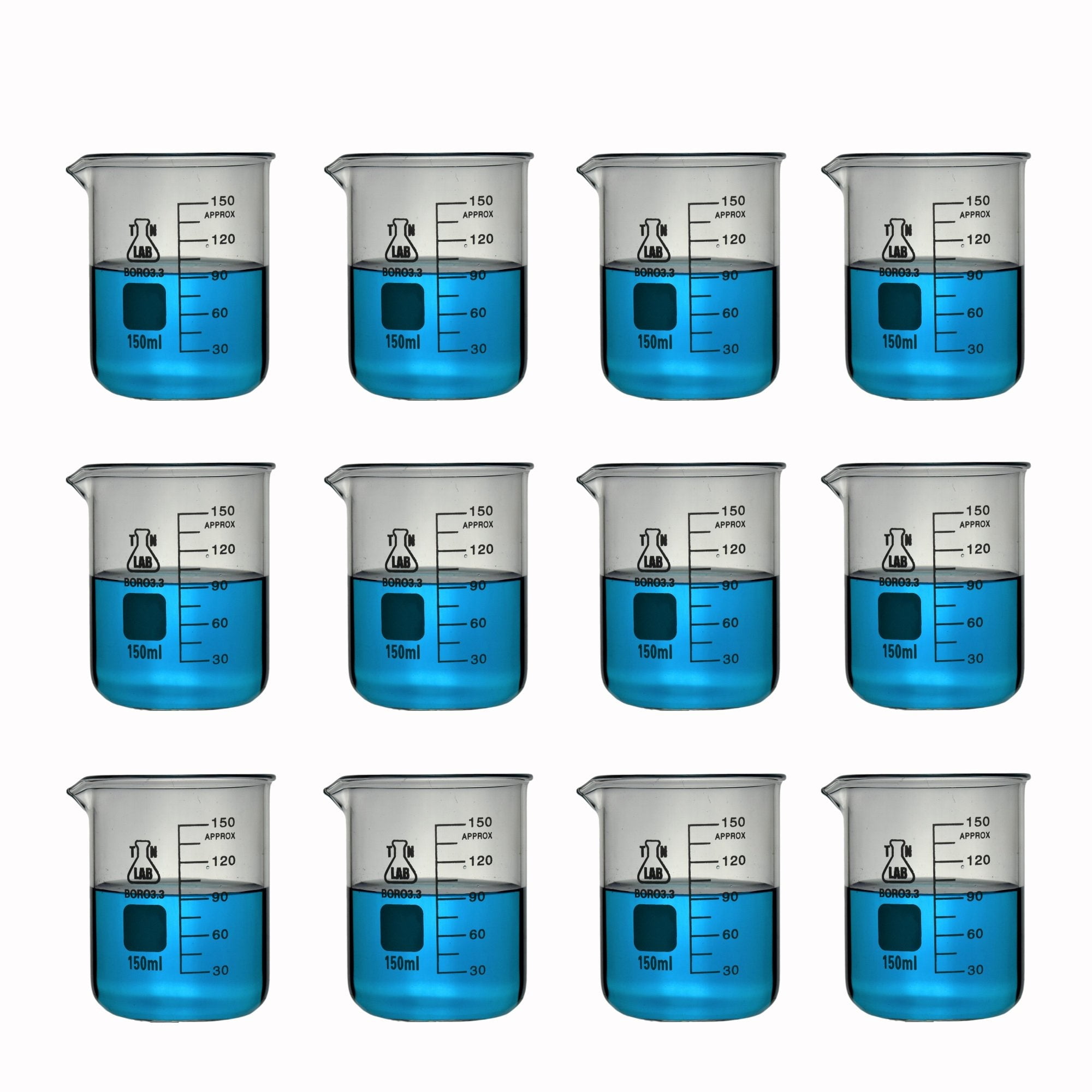Beaker Borosilicate Glass with Graduations 150ml 12-Pack - Walmart.com