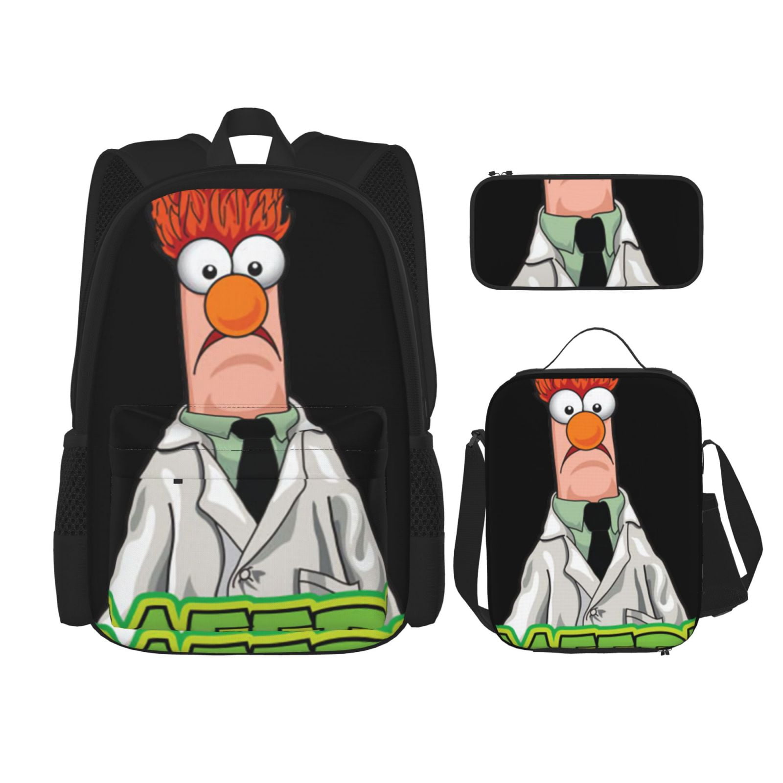 Beaker The Muppets Face Backpack, 3 PCS College School Backpacks ...