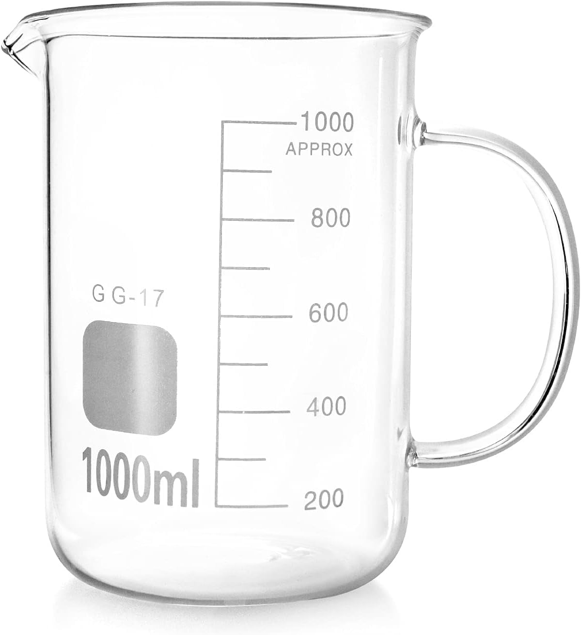 Beaker with Handle, 1000ml/33.81oz Measuring Cup, Borosilicate Glass ...