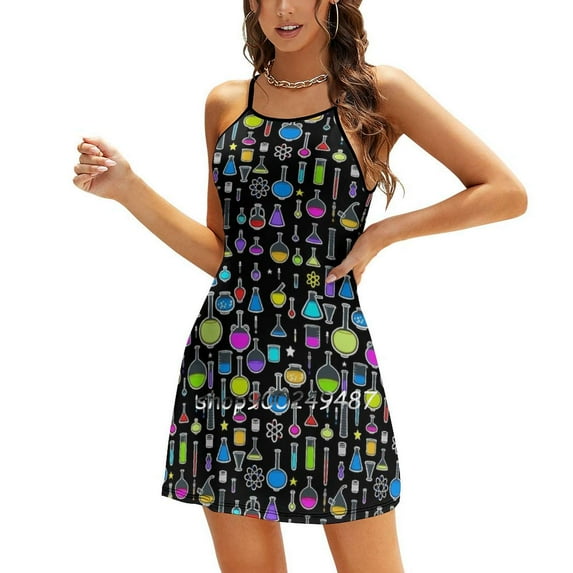 Beakers Flare Dress Square Neck Dress Elegant Female Fashion Printed ...