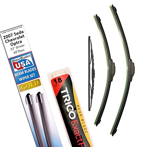 Beam Blade Wipers Replacement Set for 2007 Chevrolet Optra Sedan w/Rear ...