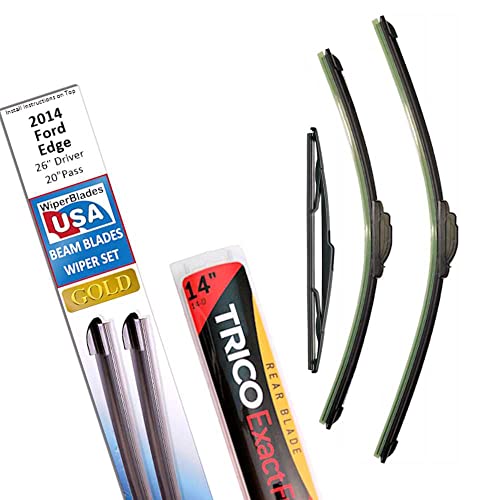 Beam Blade Wipers Replacement Set for 2014 Ford Edge w/Rear ...