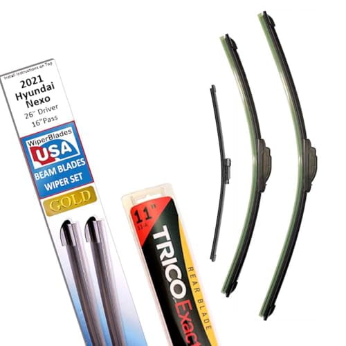 Beam Blade Wipers Replacement Set for 2021 Hyundai Nexo w/Rear ...