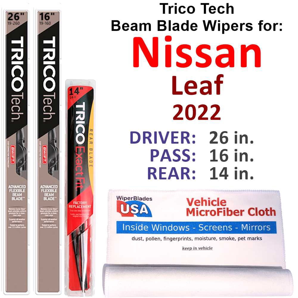 Beam Blade Wipers (Set of 3) w/Rear Wiper compatible with 2022 Nissan ...