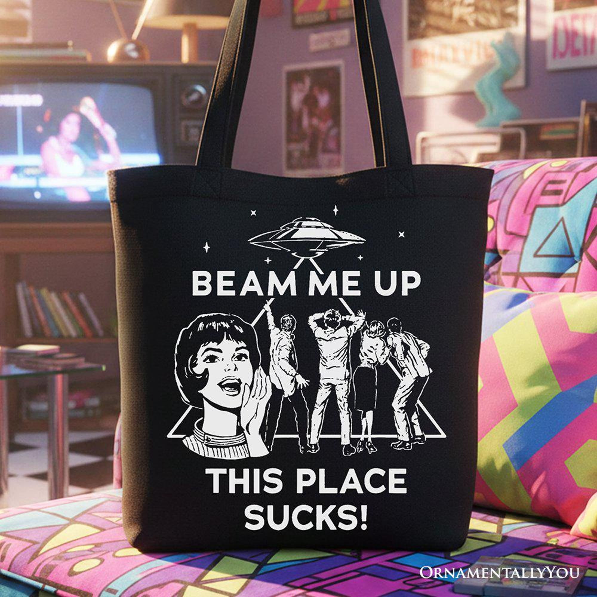 Beam Me Up This Place Sucks Comic Sarcastic Canvas Tote Bag, Woman ...