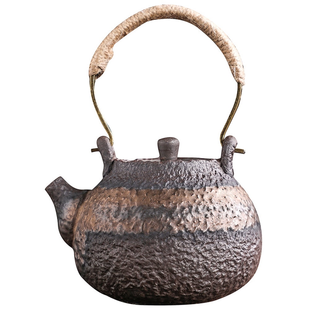 MEIBUTYUP Dark Brown Ceramic Vintage Teapot Traditional Chinese Style ...