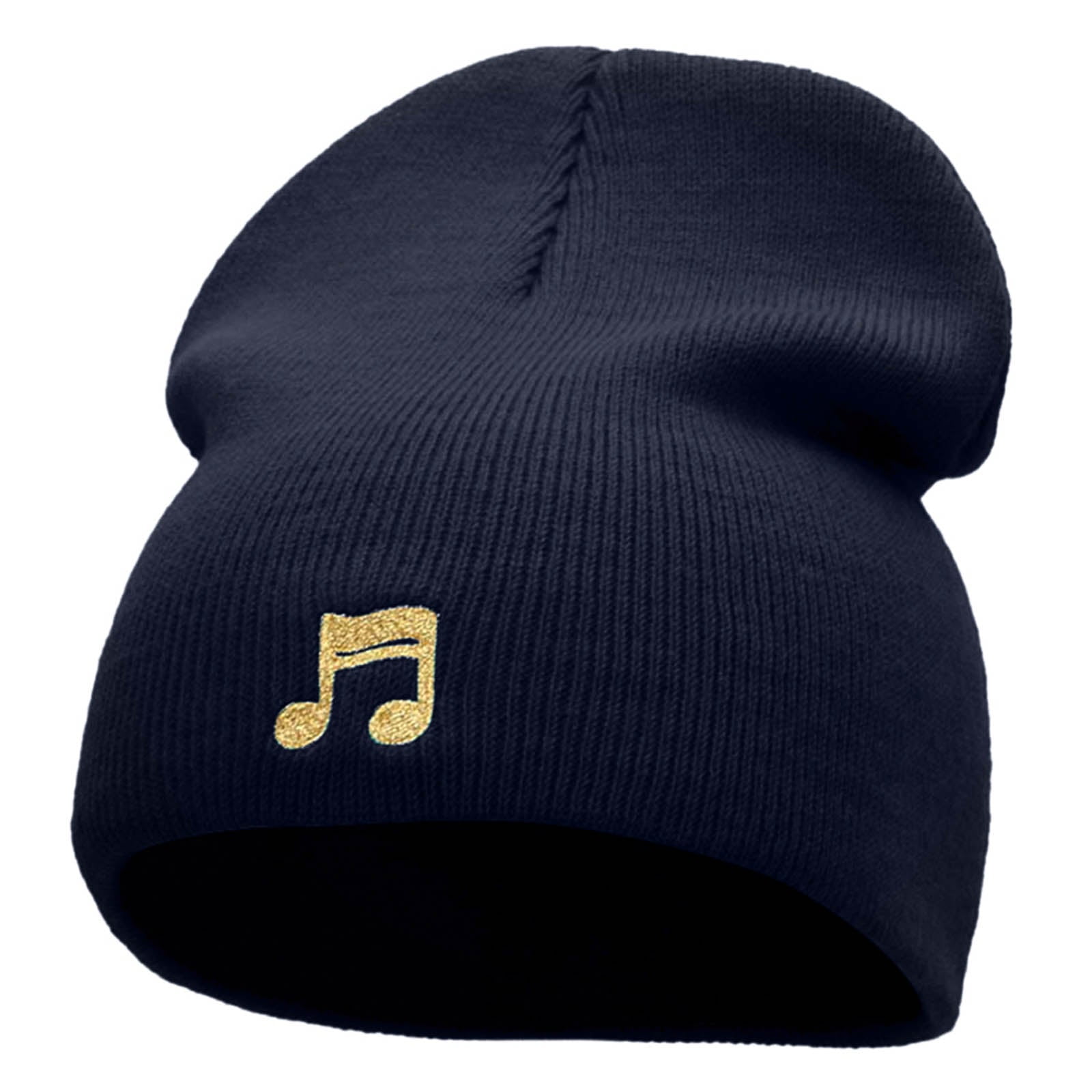 Beamed 16th Note Embroidered Short Beanie - Navy OSFM - Walmart.com