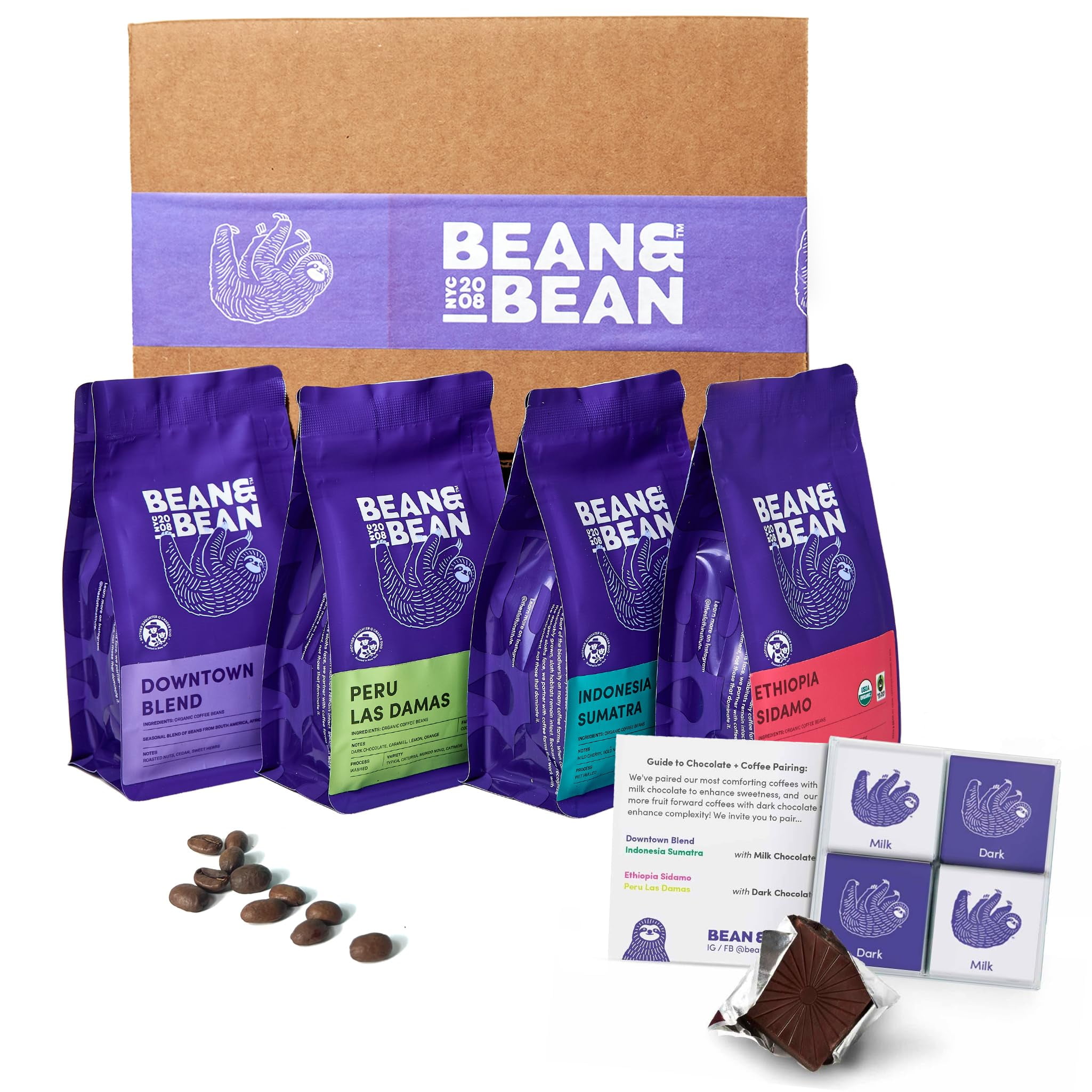 Bean Around the World TGF4 Coffee & Chocolate Gift Set - 4 x 1.8oz ...