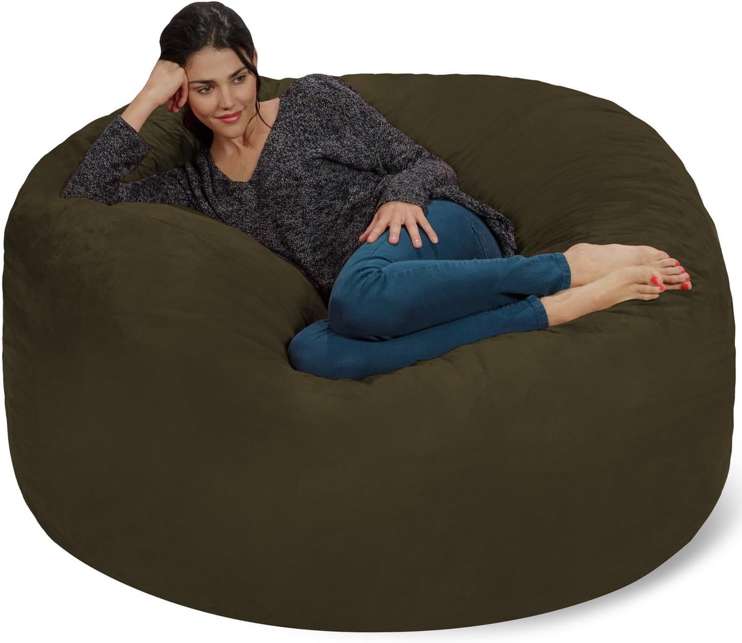 Bean Bag Chair - 5' Giant Memory Foam Lounge Chair with Soft Microfiber ...