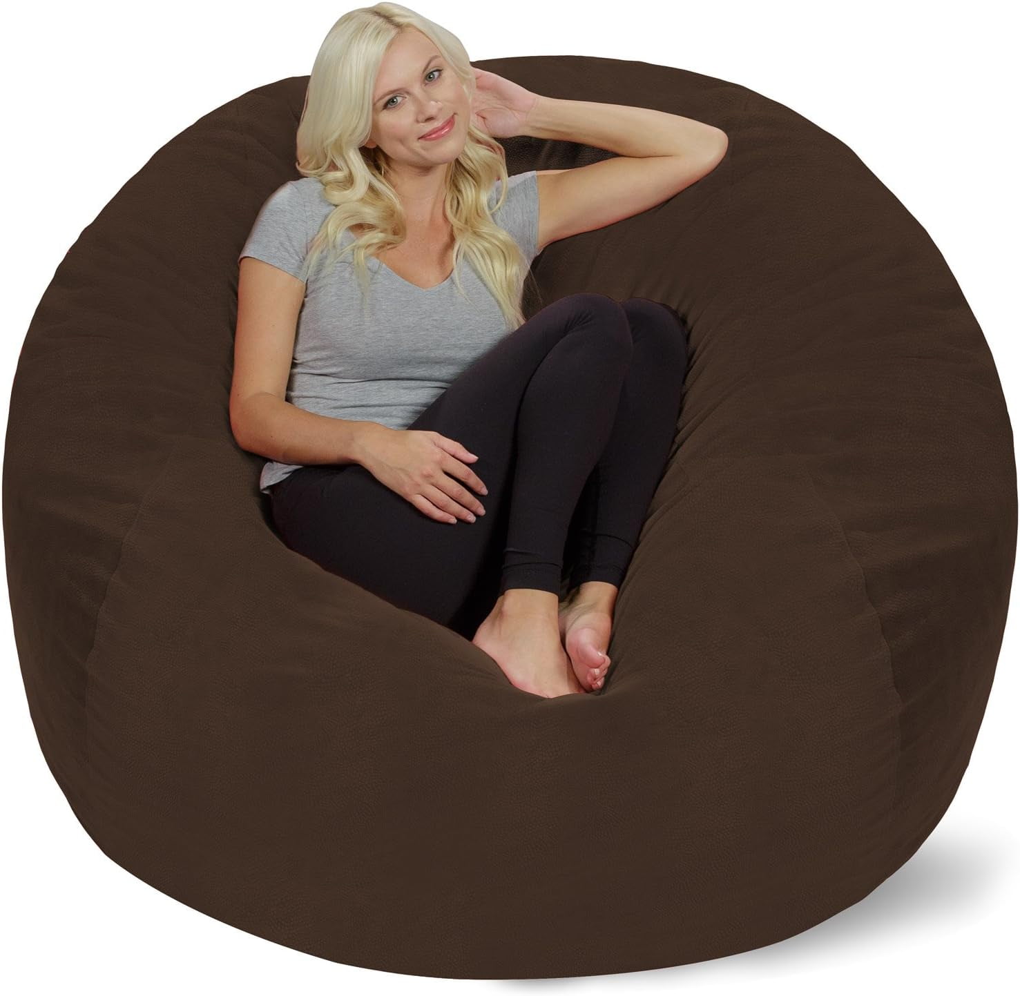 Bean Bag Chair - 5' Giant Memory Foam Lounge Chair with Soft Microfiber ...