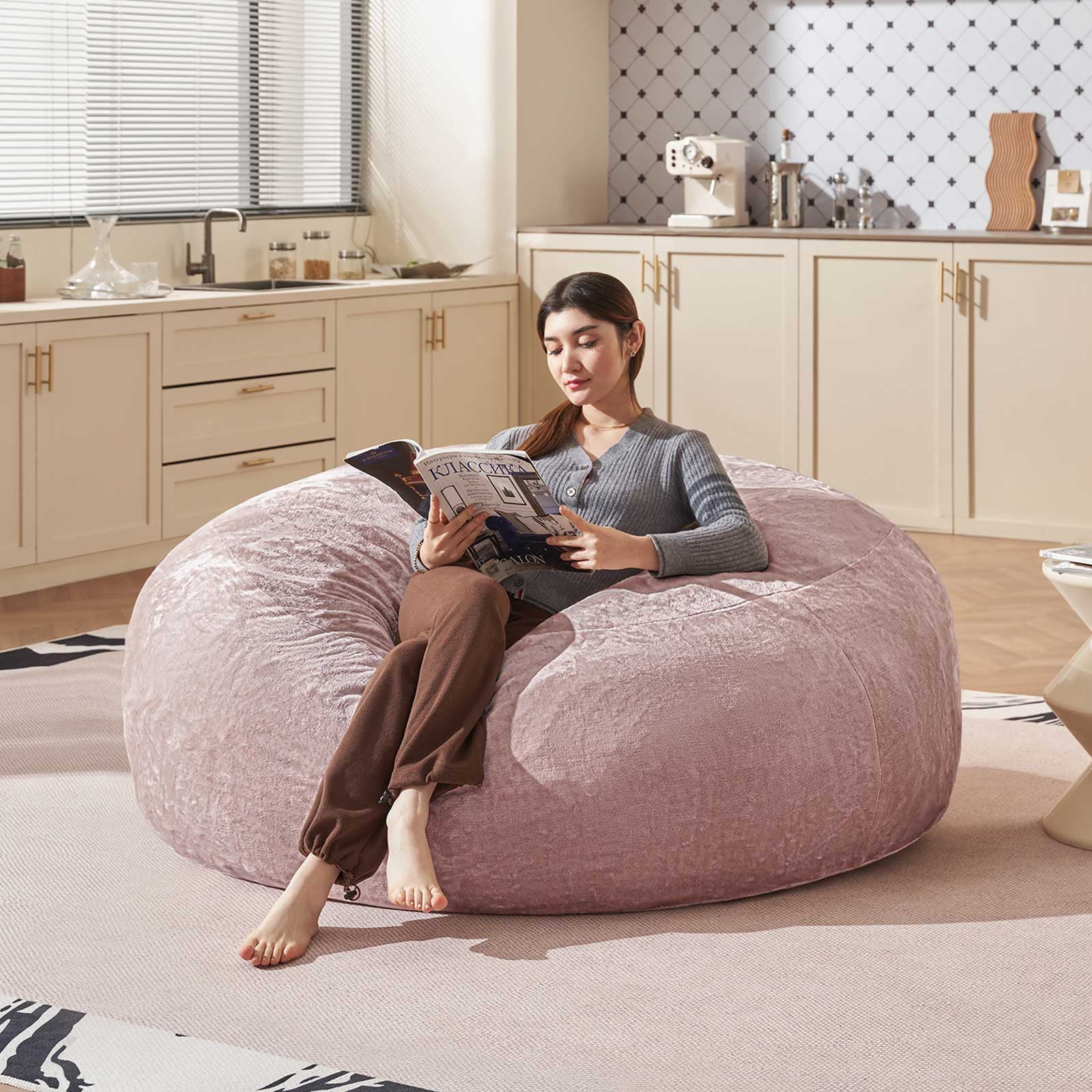 Bean Bag Chair 5FT, Large Memory Foam Filled Chair for Adults and Teens ...