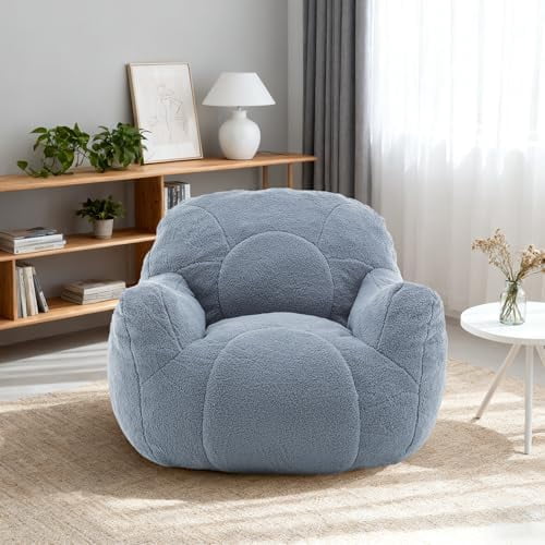 Bean Bag Chair, Adults Bean Bag Chair with Back Support, Comfy Faux Fur ...
