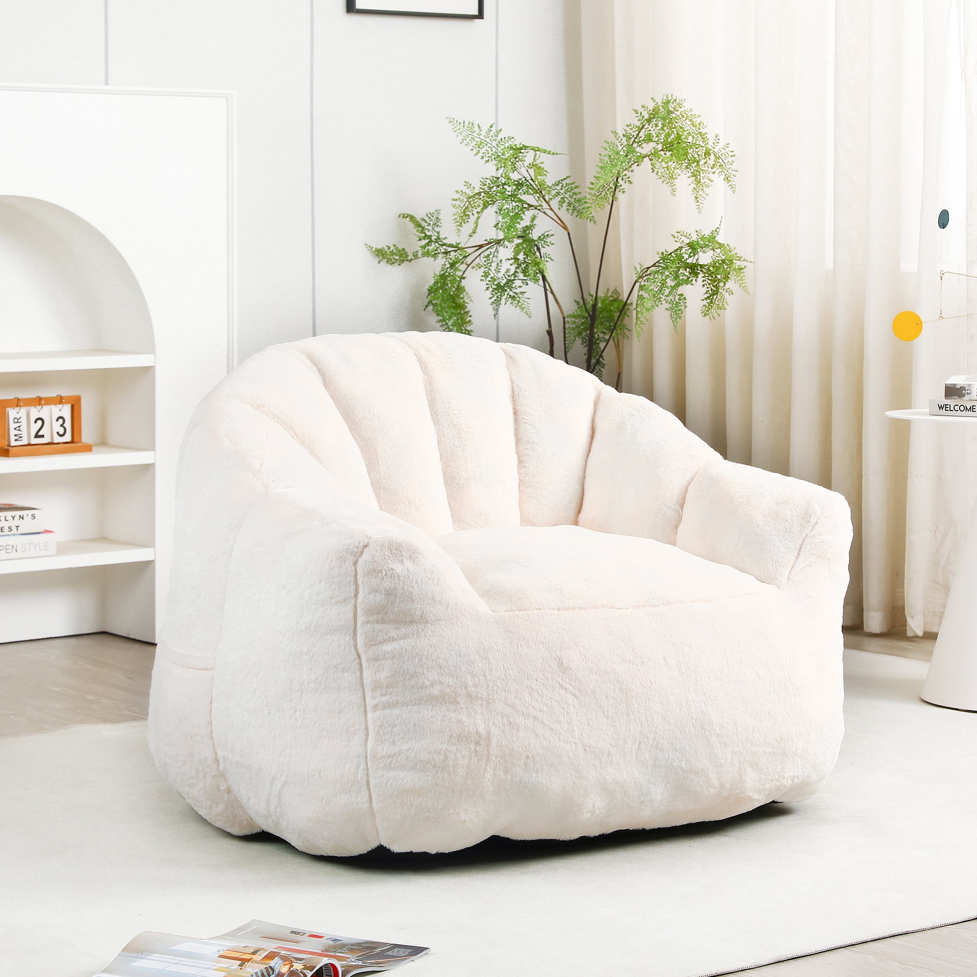 Bean Bag Chair with Armrests, High-Density Foam Stuffed Lazy Sofa Chair ...