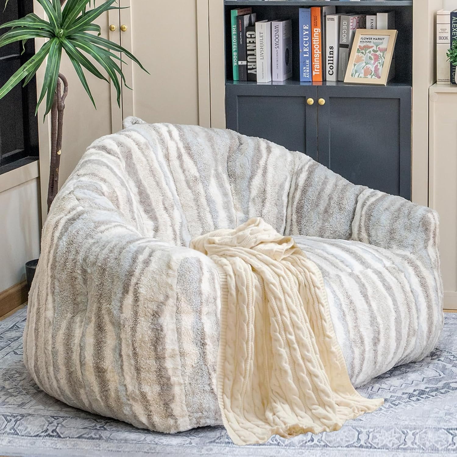Bean Bag Chair, Bean Bag Couch for Adults, Arm Chair with Memory Foam ...