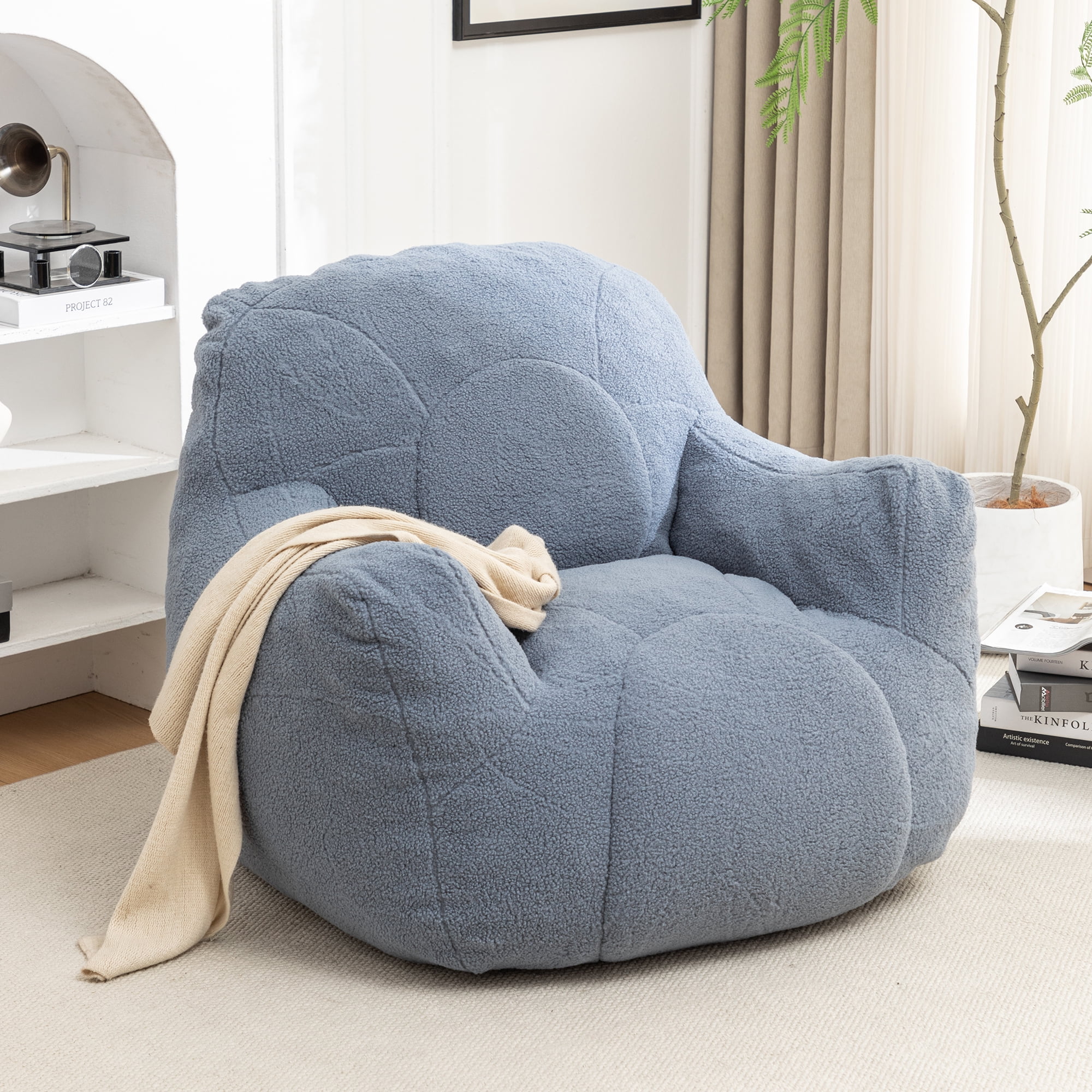 Bean Bag Chair, Bean Bag Sofa with Tufted Soft Stuffed Filling, Fluffy ...