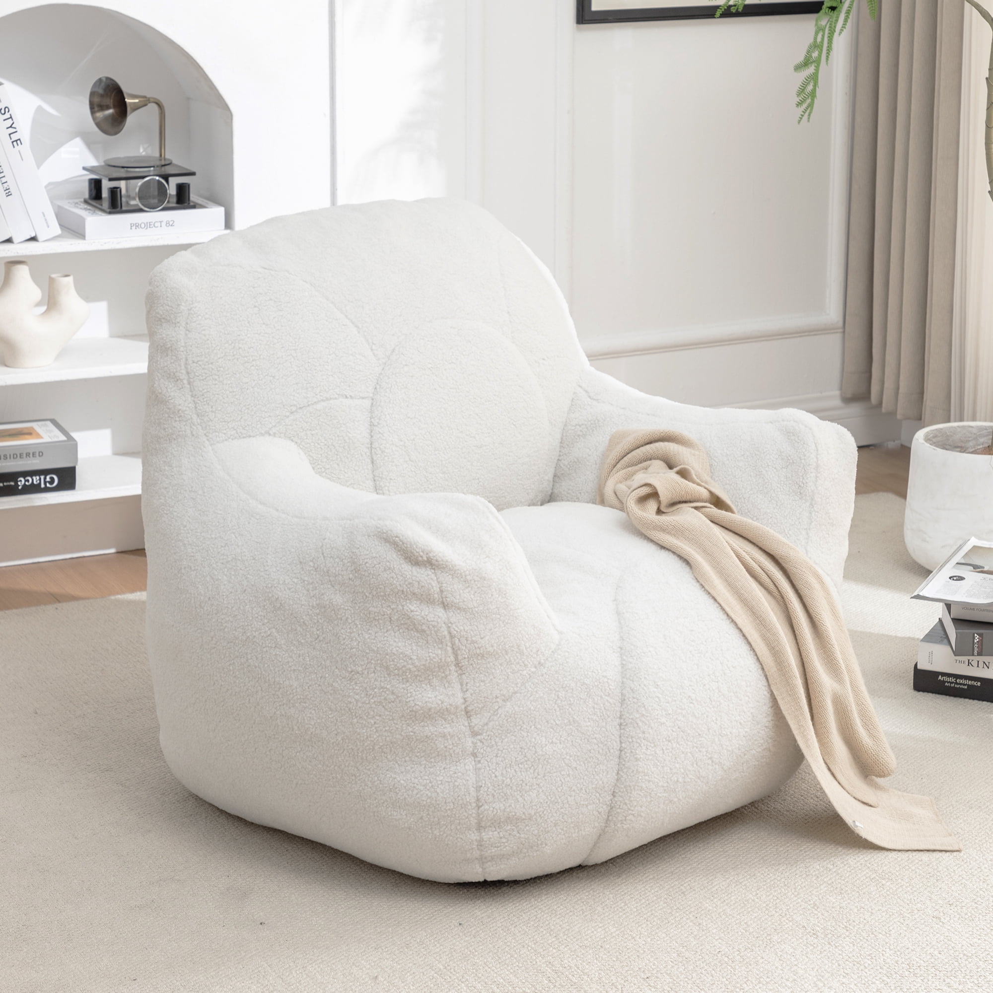 Bean Bag Chair, Bean Bag Sofa with Tufted Soft Stuffed Filling, Fluffy ...