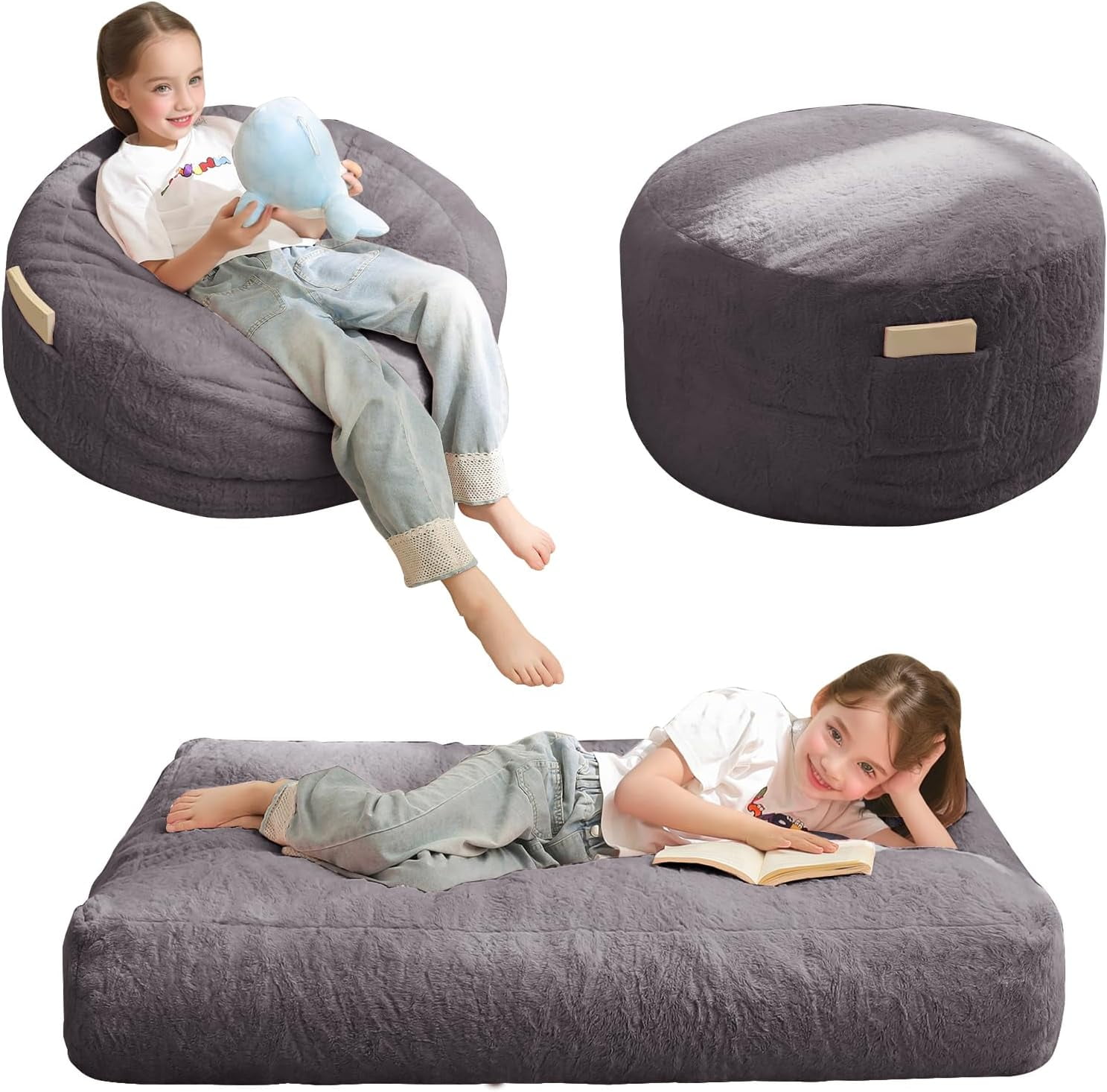 Bean Bag Chair Bed for Kids, Convertible Bean Bag Folds from Lazy Chair ...