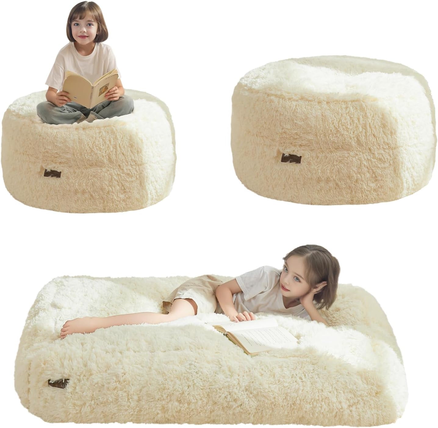 Bean Bag Chair Bed for Kids, Plush Convertible Bean Bag Folds from Lazy ...