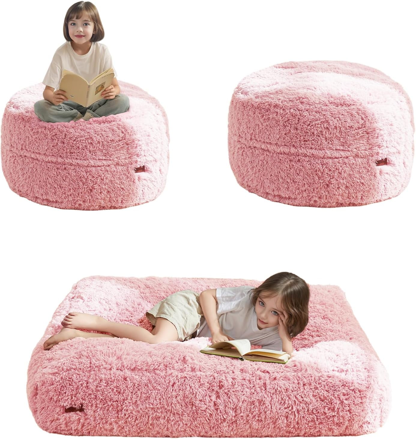 Bean Bag Chair Bed for Kids, Plush Convertible Bean Bag Folds from Lazy ...