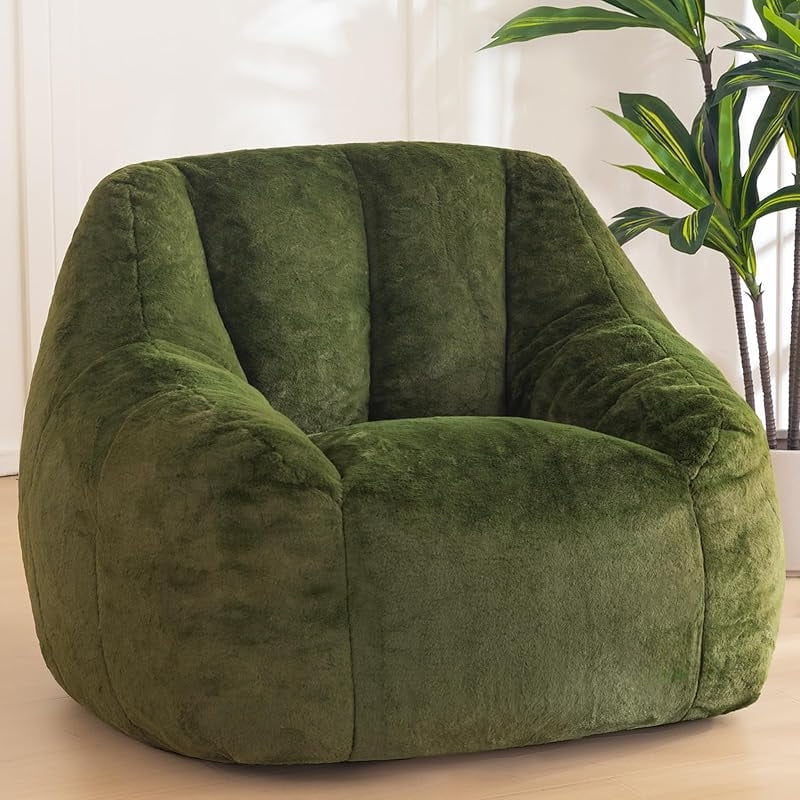 Bean Bag Chair, Comfy Bean Bag Sofa with Back Support, Faux Fur Bean ...