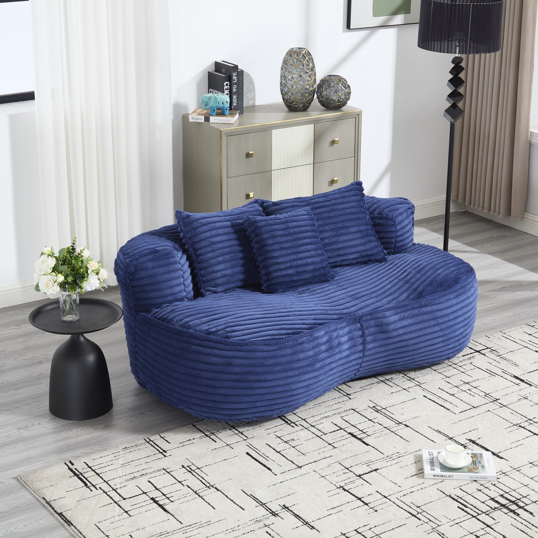 Bean Bag Chair Couch, Bean Bag Lazy Sofa with 3 different-sized pillows ...