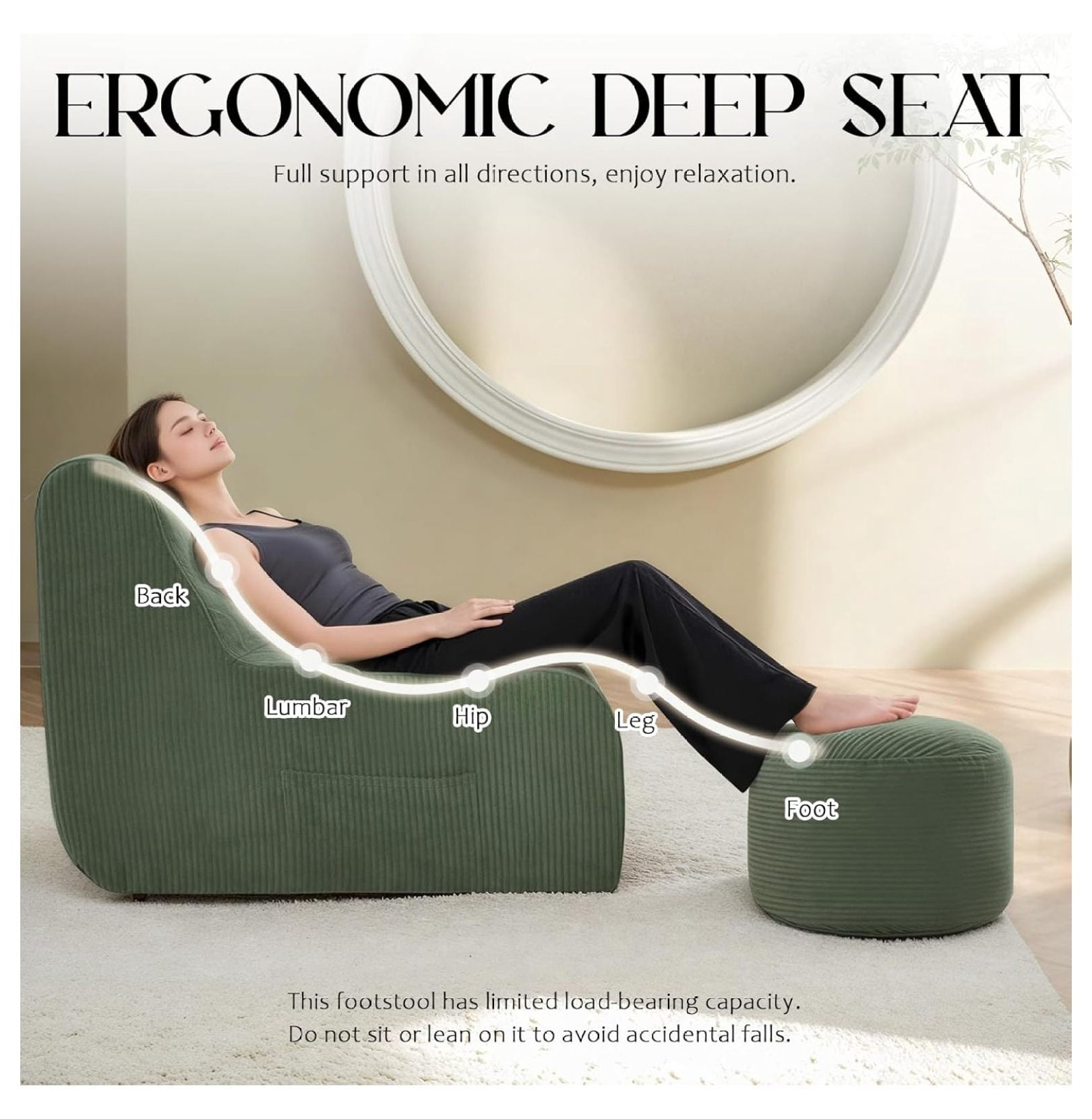 Bean Bag Chair, Ergonomic Bean Bag Chair with Ottoman, Comfy Lazy Sofa ...