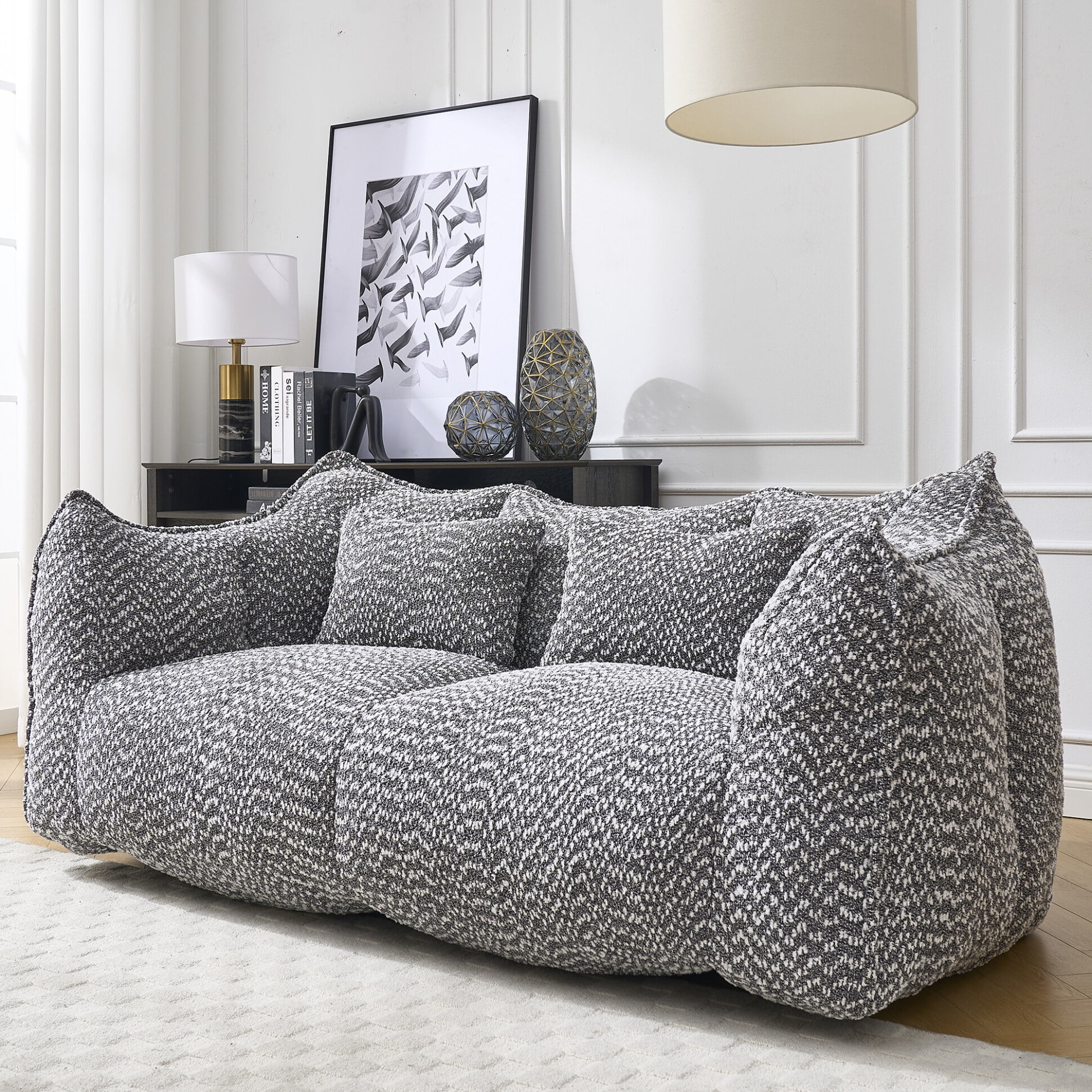 Bean Bag Chair with Filler, 2 Seat Bean Bag Sofa Chair with Tufted Soft ...