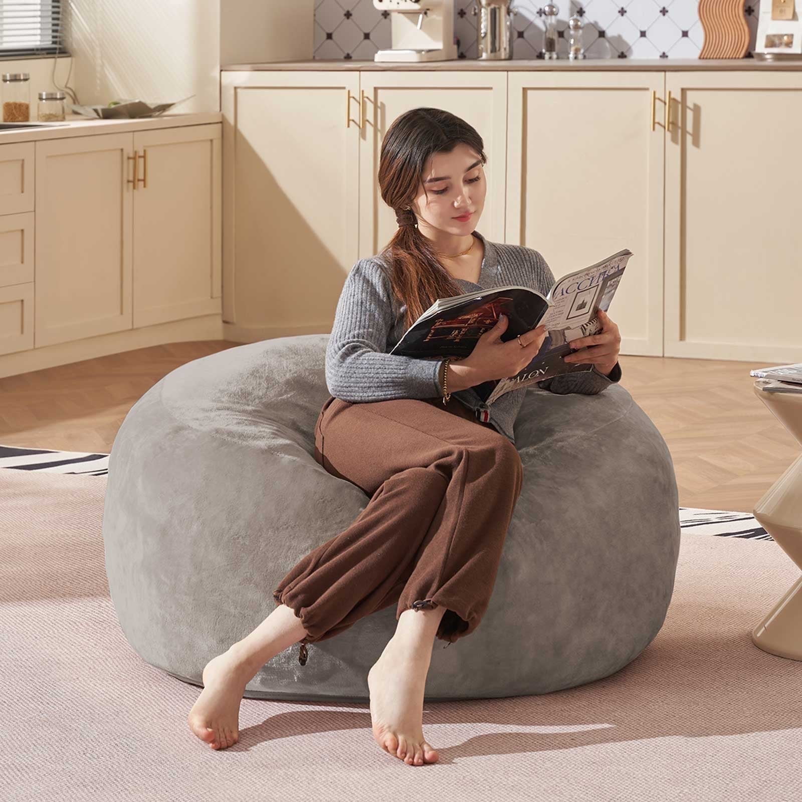 Bean Bag Chair 3FT, Large Memory Foam Filled Chair for Adults and Teens ...