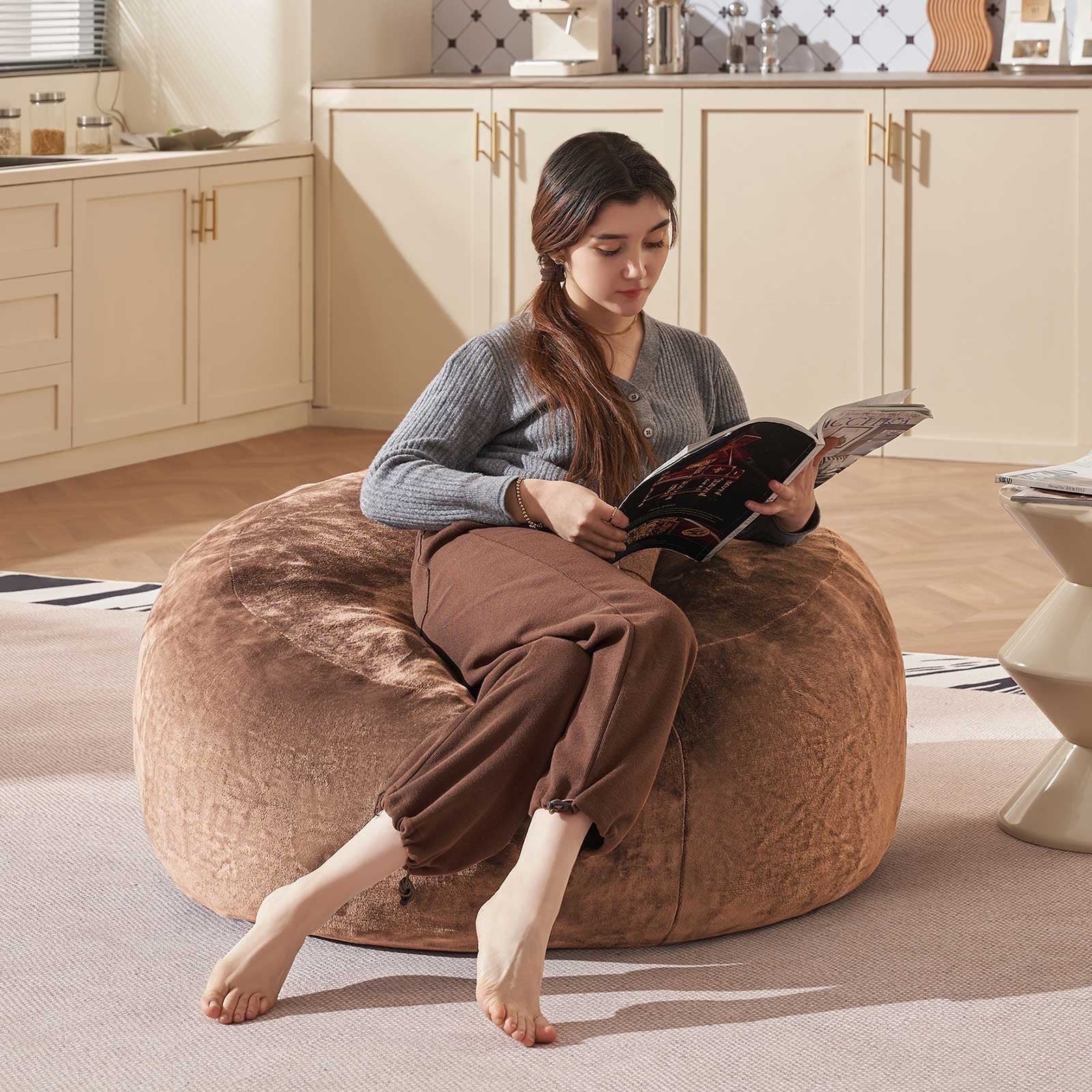 Bean Bag Chair 3FT, Large Memory Foam Filled Chair for Adults and Teens ...