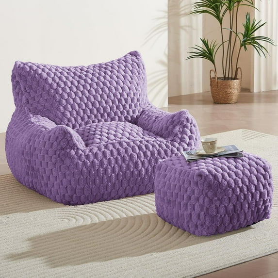 Bean Bag Chair with Ottoman, Modern Giant Bean Bag Couch Sofa with ...