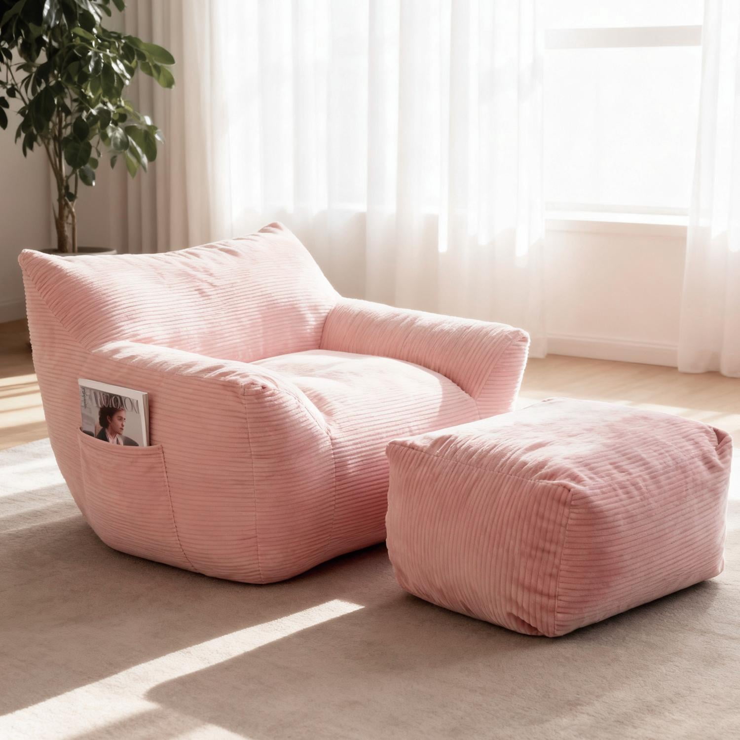 Bean Bag Chair, Oversized Beanbag, Lazy Sofa Chair with Corduroy Fabric ...