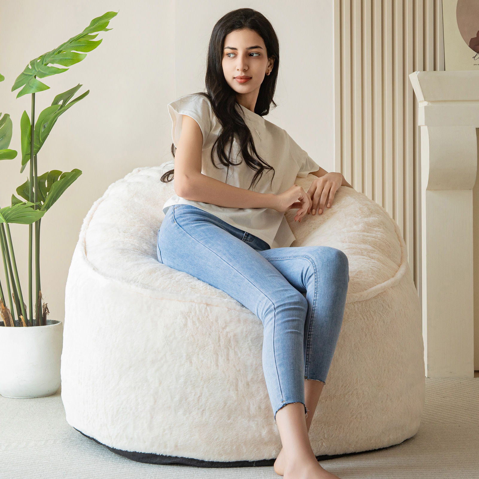 GGUG Armless Bean Bag Lounge Chair ,Comfy for Reading Game Meditating ...