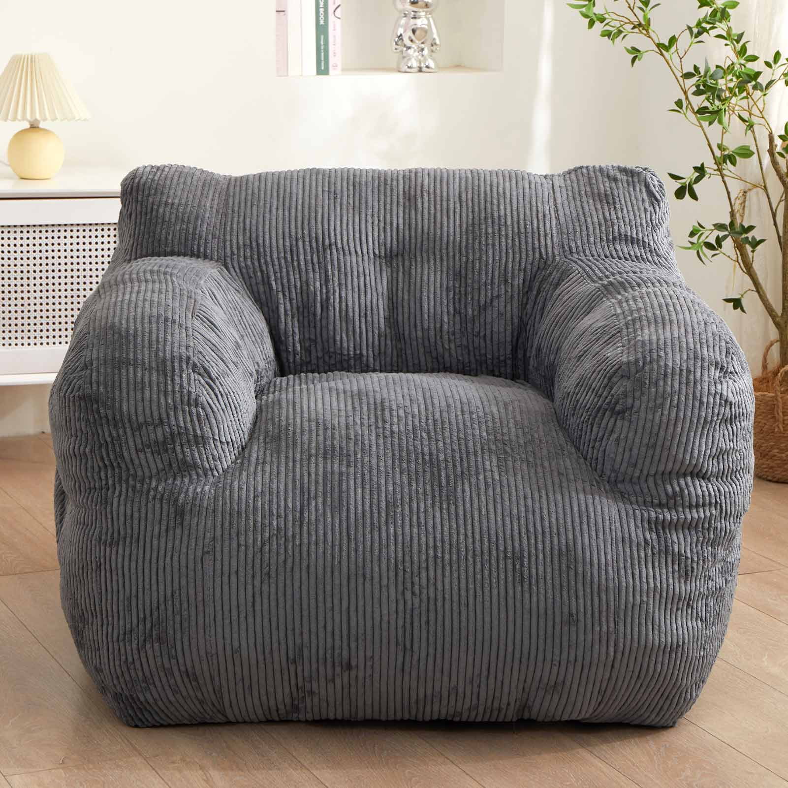 GOODONE Bean Bag Chairs for Adult Big Comfy Chair Sofa for Bedroom Living Room Large Lazy Bean Bag Chair with Pocket Armrests for Gaming