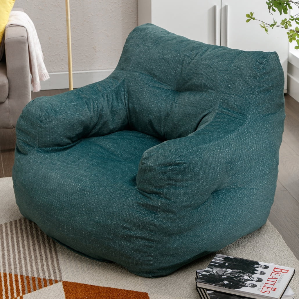 Bean Bag Chair with Soft Cotton Linen Fabric and Soft Tufted Covered ...