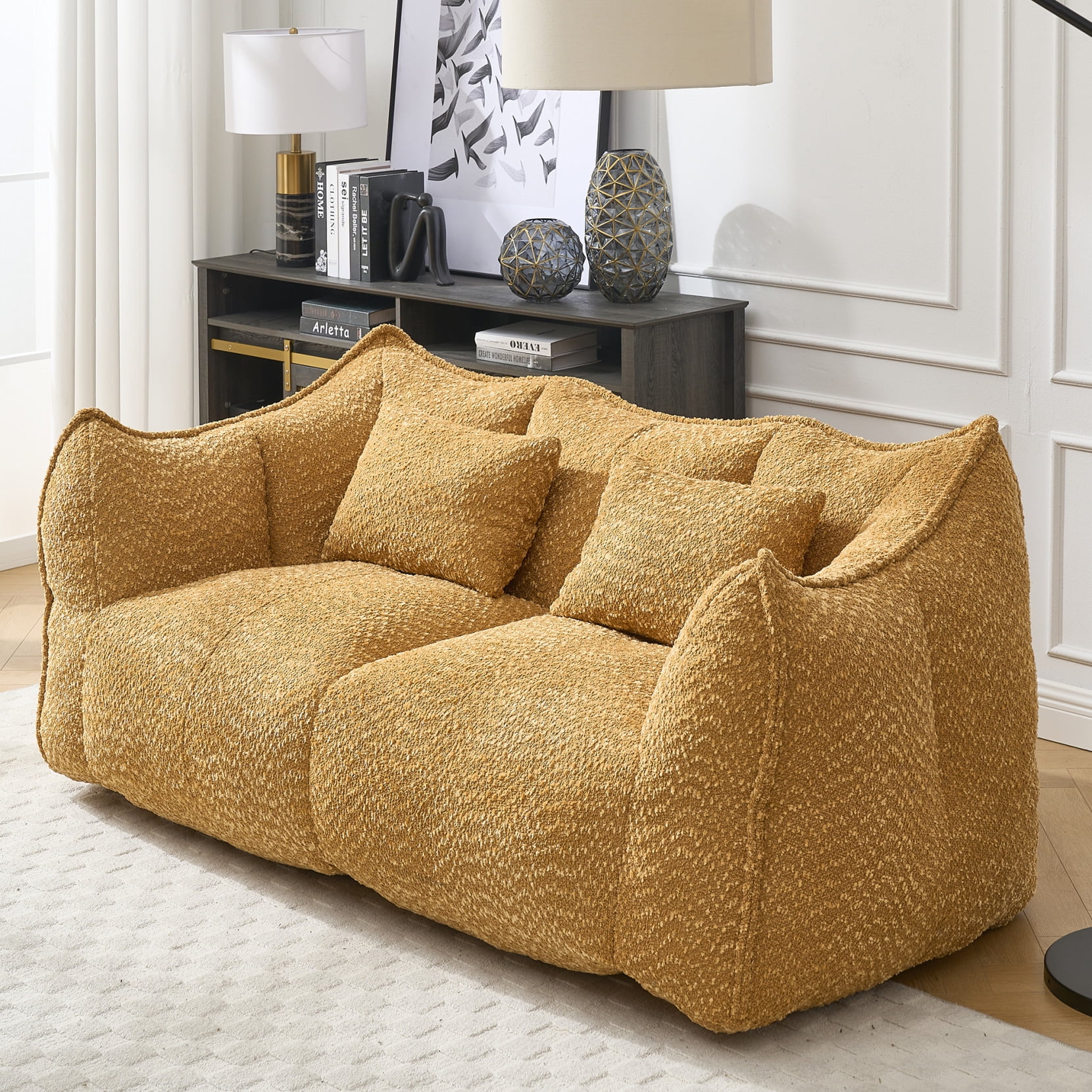 Bean Bag Chair Stuffed Bean Bag Couch with Filler, Chenille Fabric ...