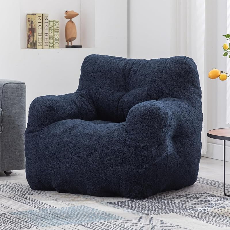 Bean Bag Chair, Ultra Soft Wool Bean Bag Chair with High Density Foam ...