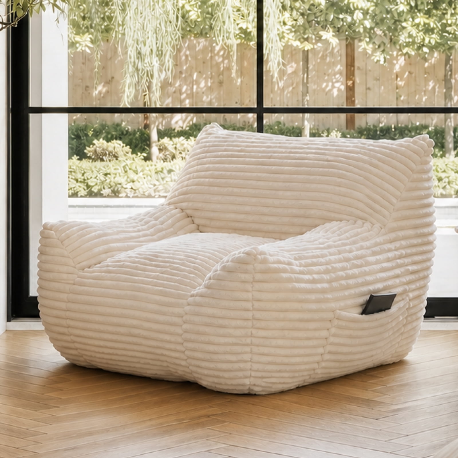 Oversized Bean Bag Chair with Ottoman, Comfy Foam Seating for Adults ...