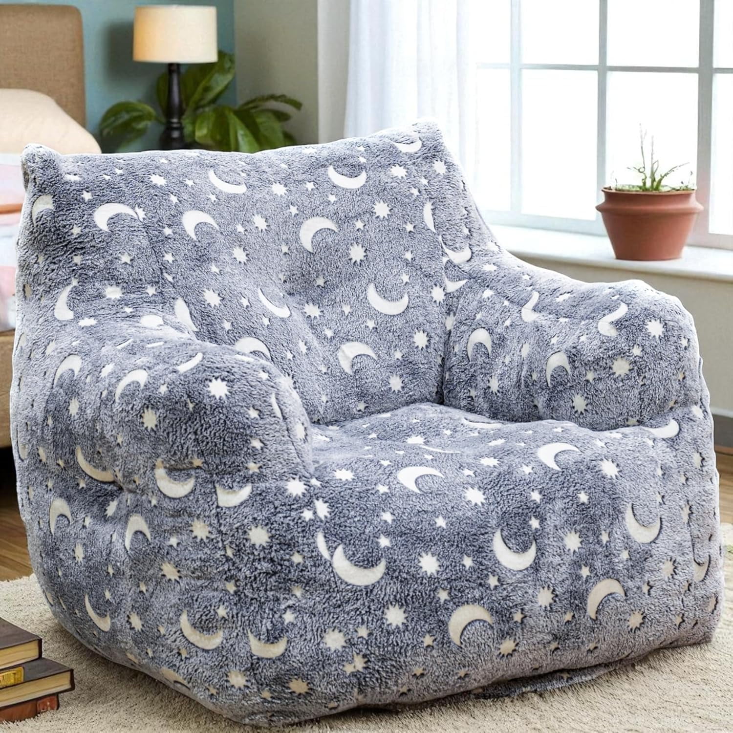 Bean Bag Chair with Filling Faux Fur Comfy BeanBag Chairs for Teens ...