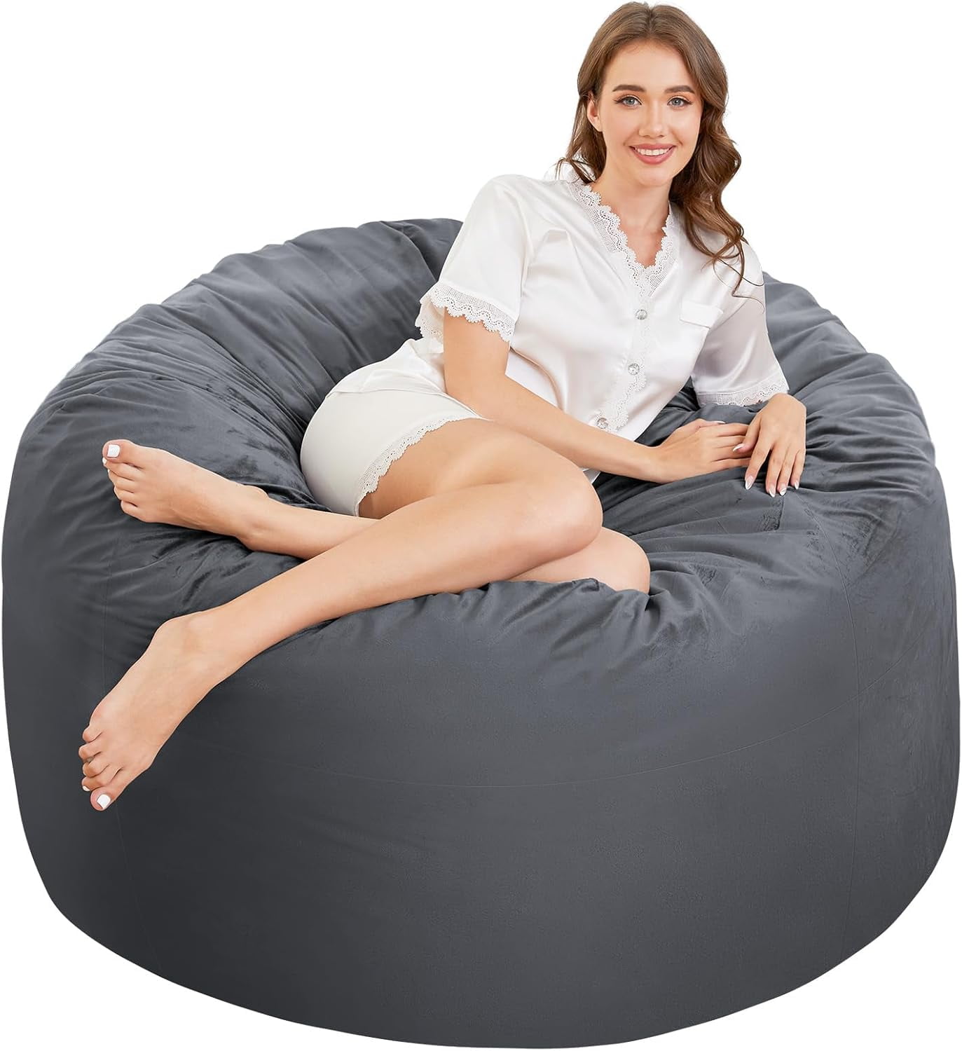 Bean Bag Chairs 4ft - Memory Foam Bean Bag Chairs for Adults/Teens with ...