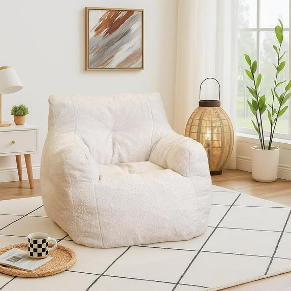 Bean Bag Chairs for Adults Kids, Bean Bag Chair with Filler, Fluffy ...