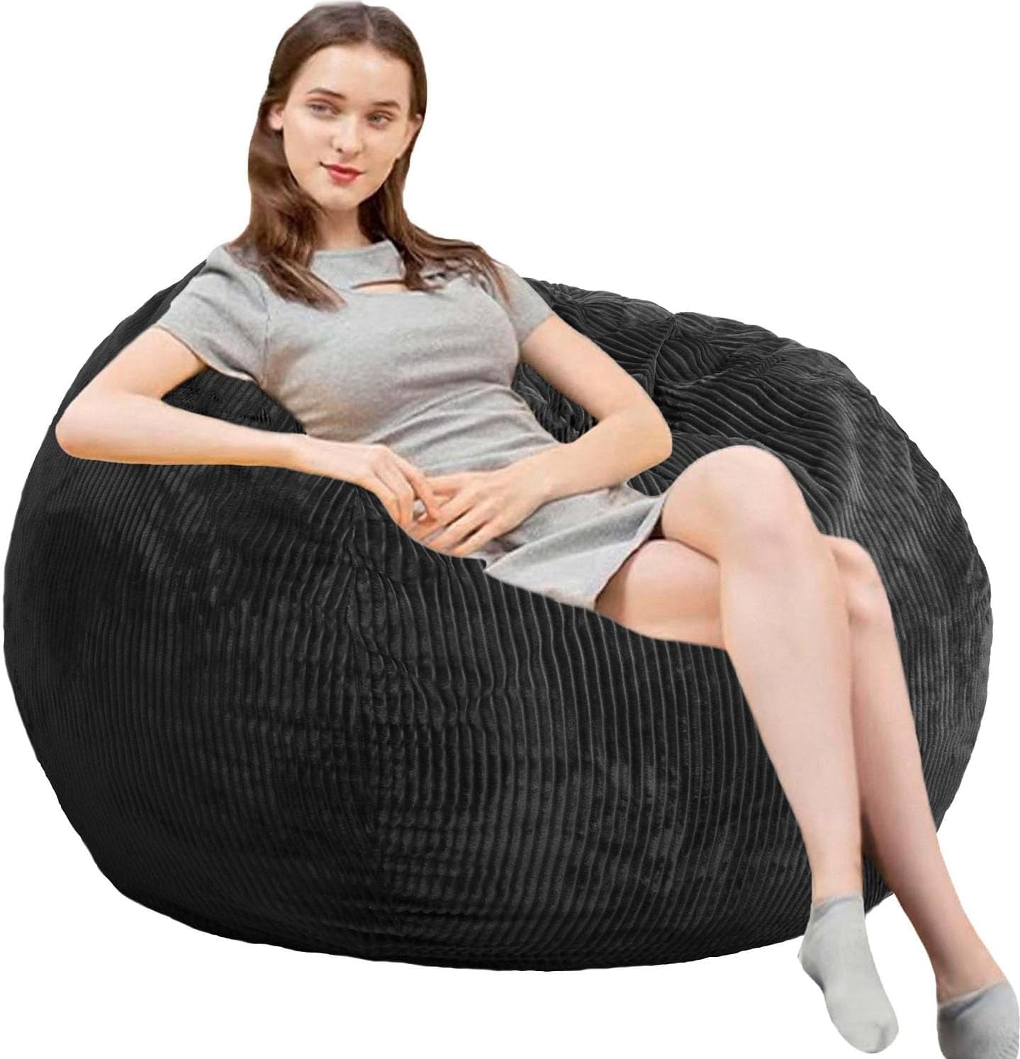 Bean Bag Chairs with Faux Rabbit Fur Cover, 4 ft Giant Memory Foam Bean ...