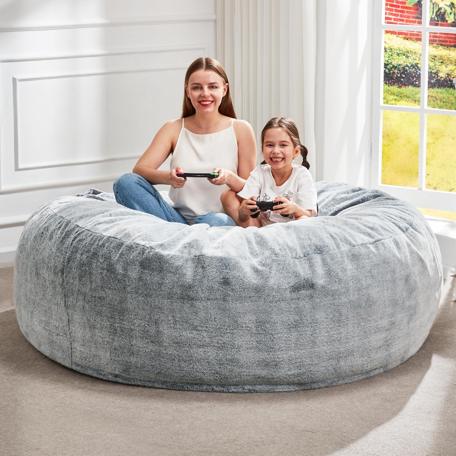 Bean Bag Chairs Giant Beanbag Chair with Filler, Memory Bean Bags with ...
