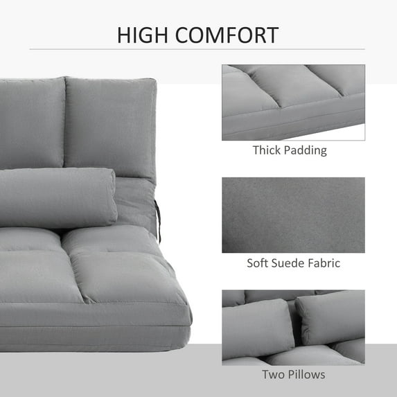 Bean Bag Chairs HOMCOM Convertible Floor Sofa Chair, Folding Couch Bed ...